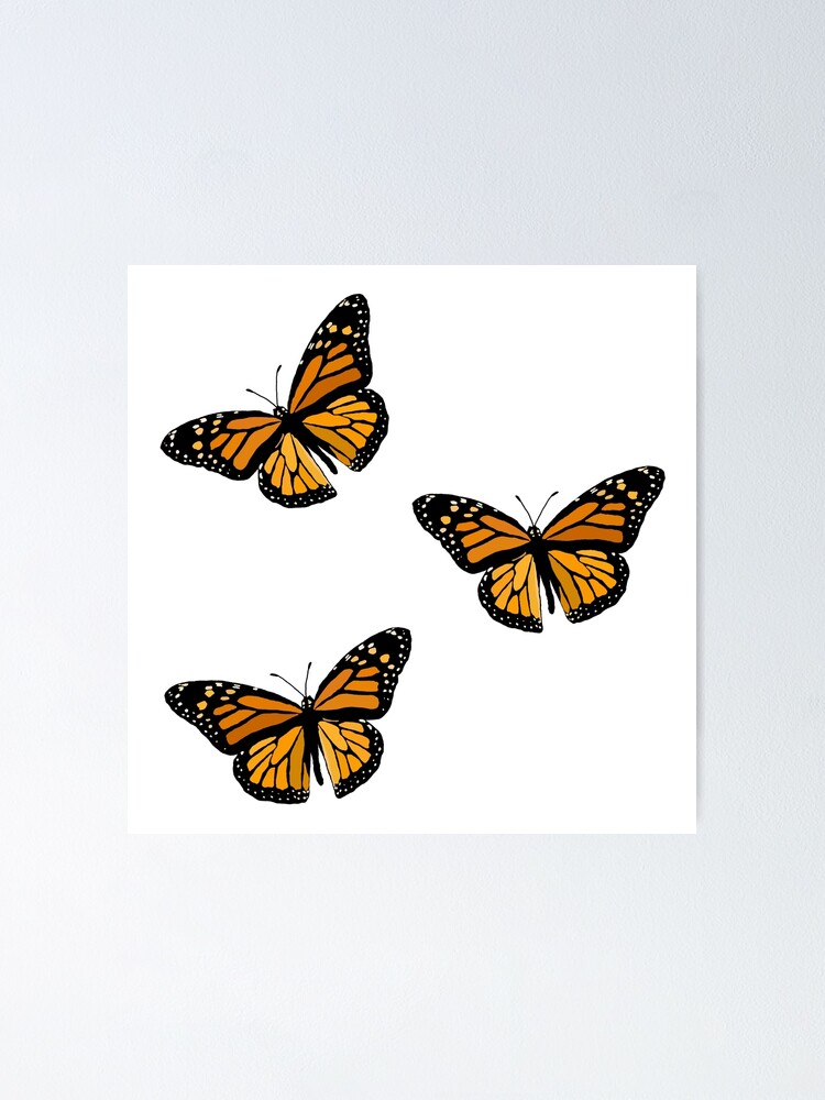 "orange butterflies sticker pack" Poster by designsbysoph- | Redbubble