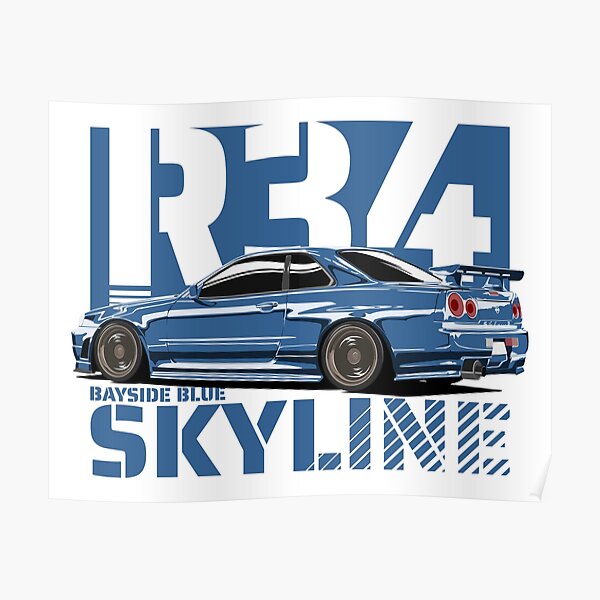 "Nissan GTR R34 Skyline" Poster by AUTO-ILLUSTRATE | Redbubble