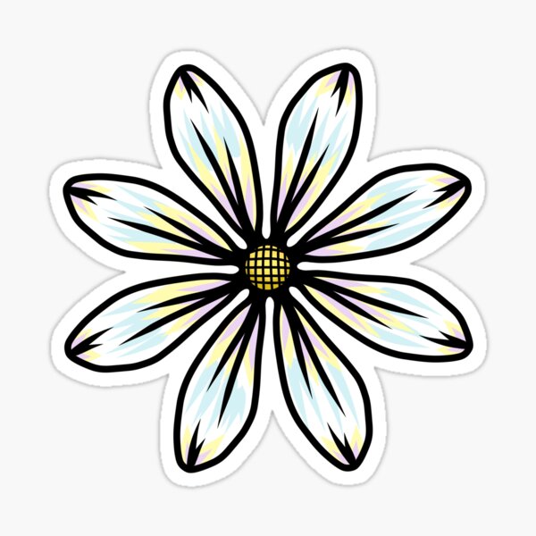 "Bold Pastel Daisy Floral Illustration" Sticker for Sale by ...