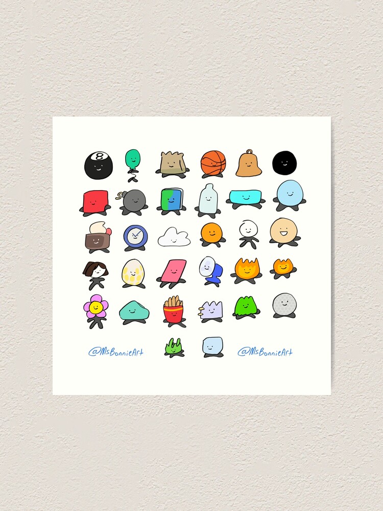 "Bfdi All Contestants Pack Part 1" Art Print by MsBonnie | Redbubble