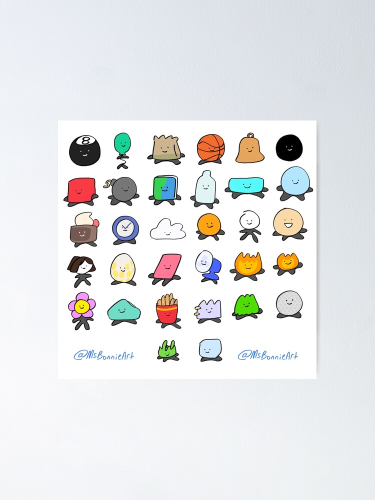 "Bfdi All Contestants Pack Part 1" Poster for Sale by MsBonnie | Redbubble