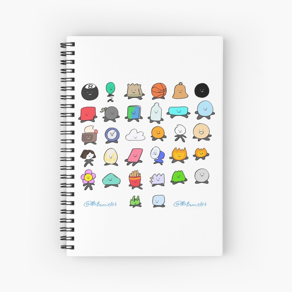 "Bfdi All Contestants Pack Part 1" Spiral Notebook for Sale by MsBonnie ...