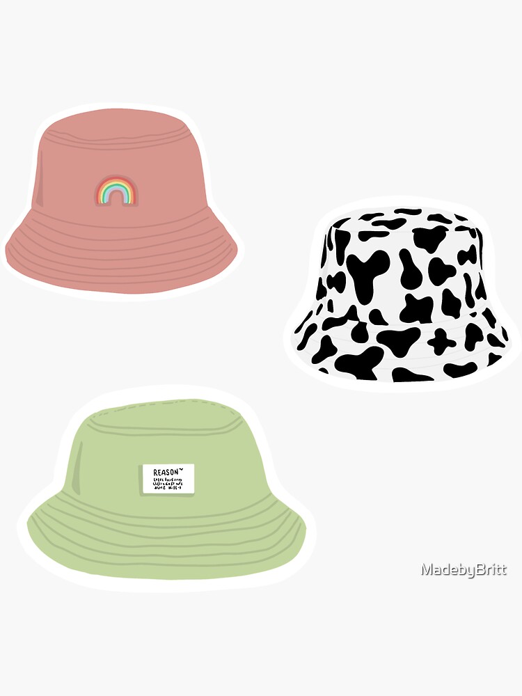 "Bucket hat sticker pack :)" Sticker by MadebyBritt | Redbubble