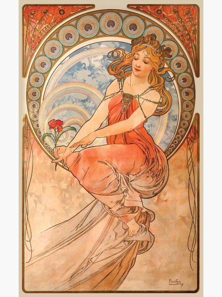 "Alphonse Mucha - Flowers and Rainbows" Art Print for Sale by ...