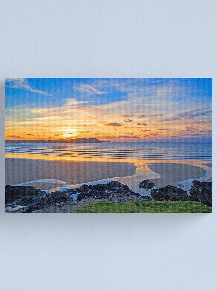 "Polzeath Cornwall Sunset" Canvas Print for Sale by CrackersUK | Redbubble