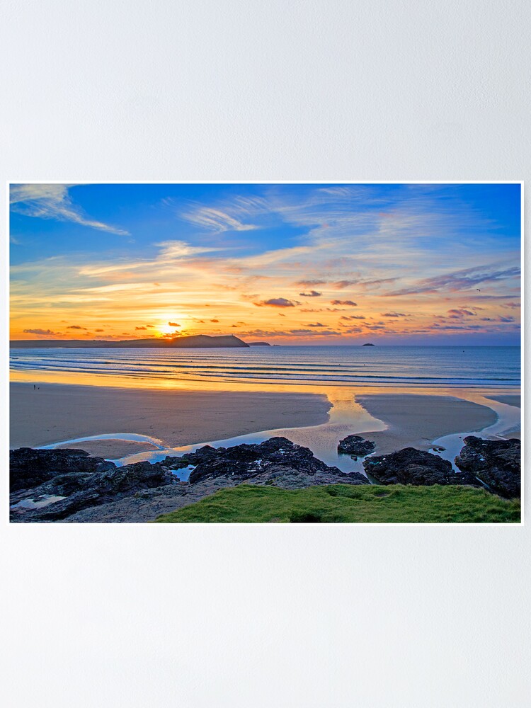 "Polzeath Cornwall Sunset" Poster for Sale by CrackersUK | Redbubble