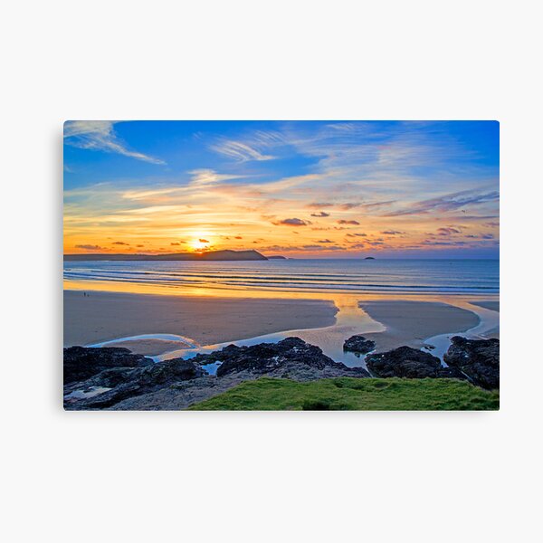 "Polzeath Cornwall Sunset" Canvas Print for Sale by CrackersUK | Redbubble