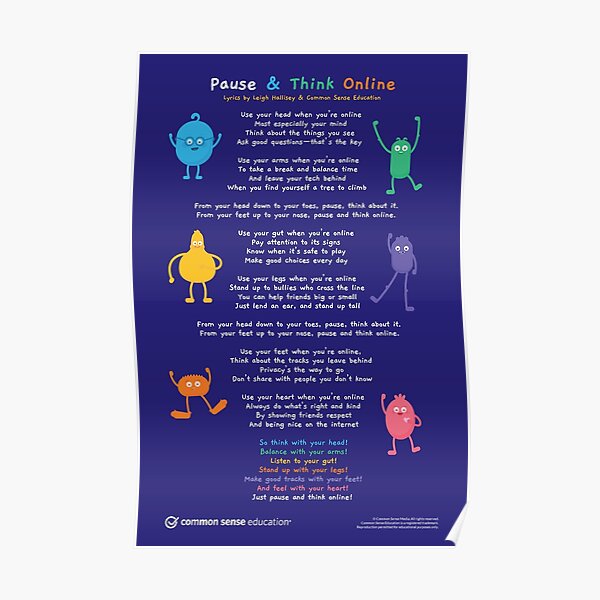 ""Pause & Think Online" Lyric Poster" Poster for Sale by CommonSenseEd ...