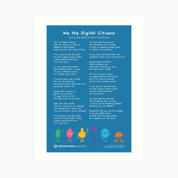 We The Digital Citizens Lyric Poster Art Print By Commonsenseed