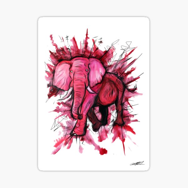 "Pink elephant" Sticker by SparkOfArt93 | Redbubble