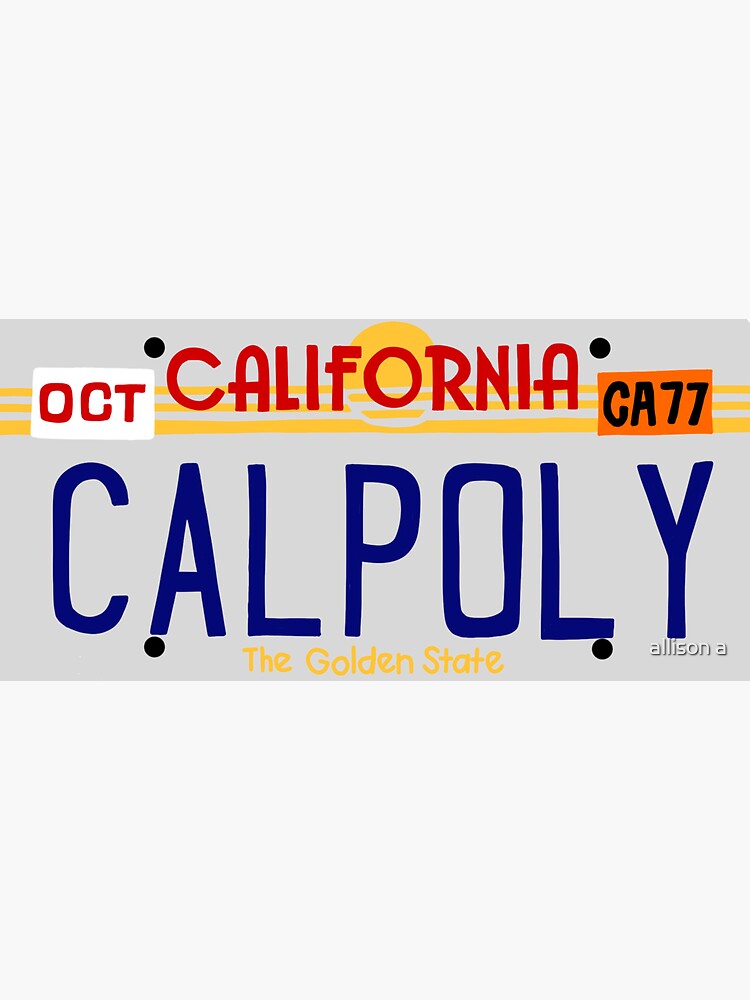 "Cal Poly California License Plate" Sticker for Sale by allison a ...