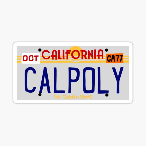 "Cal Poly California License Plate" Sticker for Sale by allison a ...