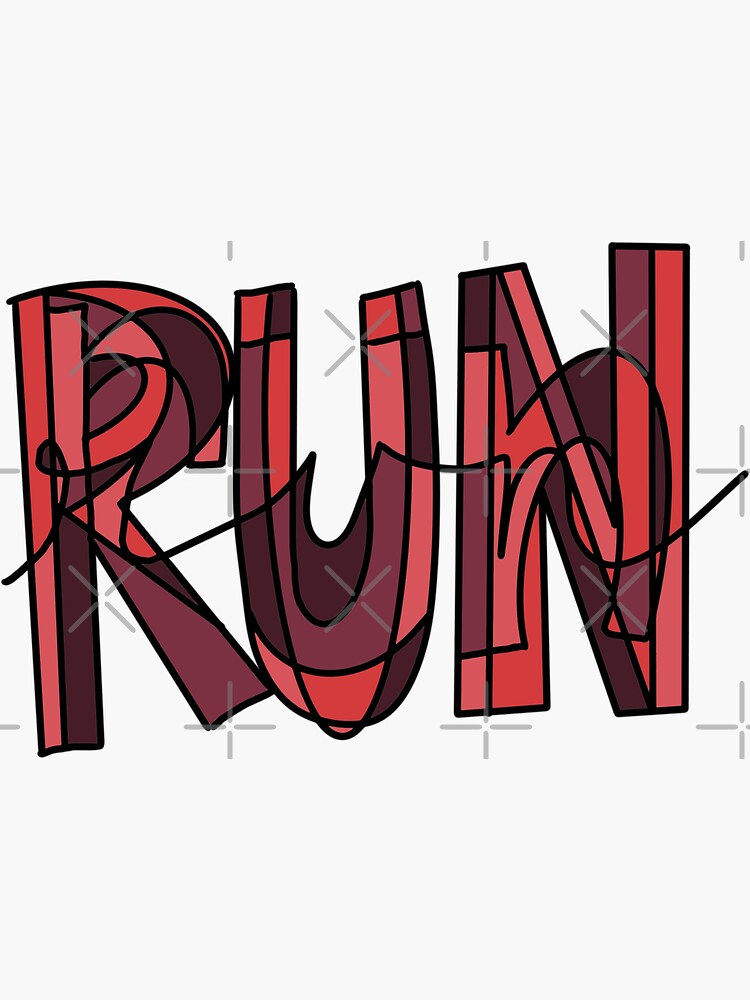 "Red and Purple Run Word Doodle" Sticker for Sale by klaireep | Redbubble