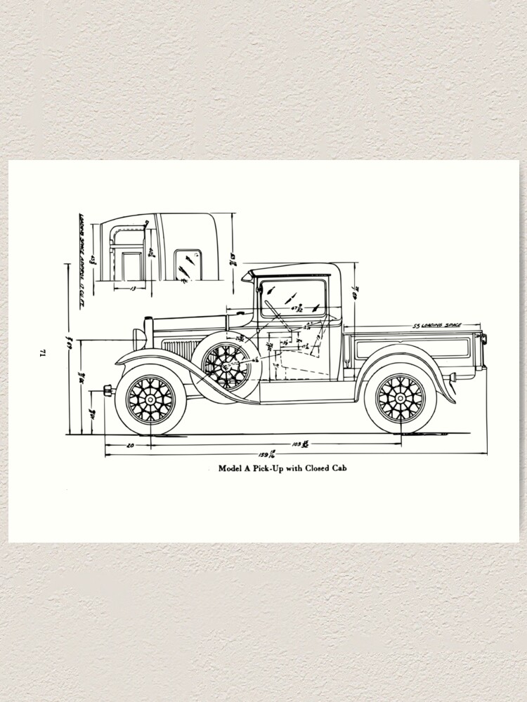 "Ford Model A Pick-Up Technical Drawing" Art Print for Sale by DTECTN ...