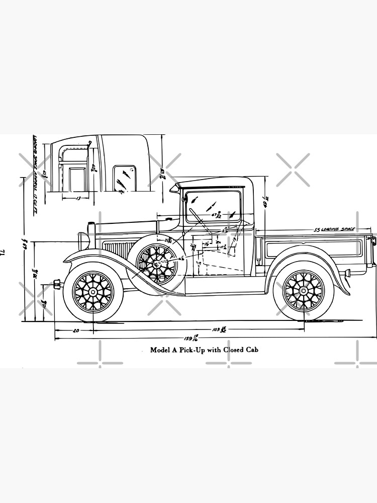 "Ford Model A Pick-Up Technical Drawing" Poster for Sale by DTECTN ...