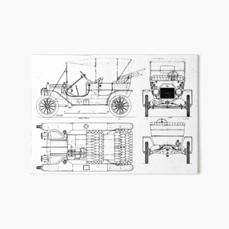 "Ford Model T Technical Drawing" Art Board Print for Sale by DTECTN ...