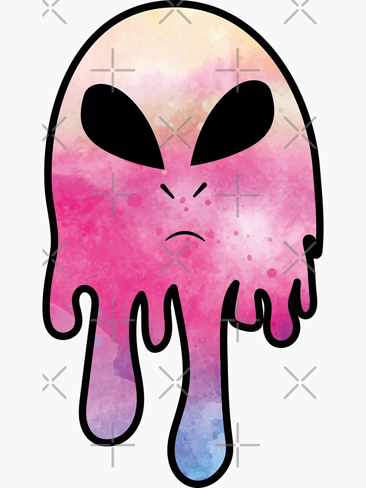 "Aesthetic Trippy Dippy Alien Face Watercolor" Sticker for Sale by ...