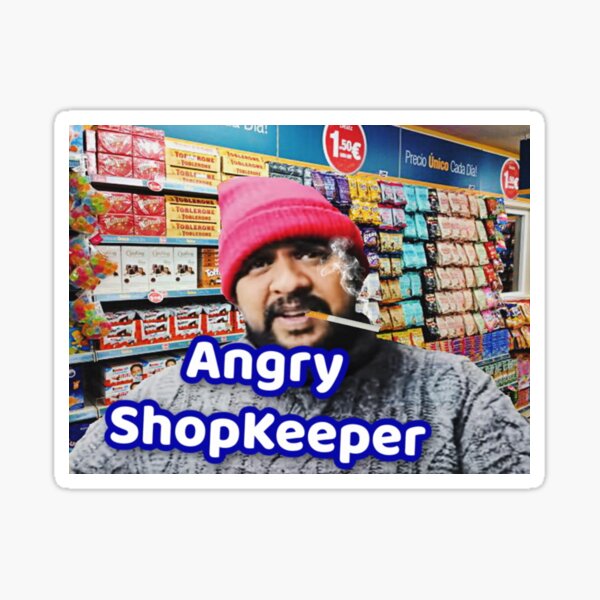 "Angry ShopKeeper" Sticker by Daviscoatings | Redbubble