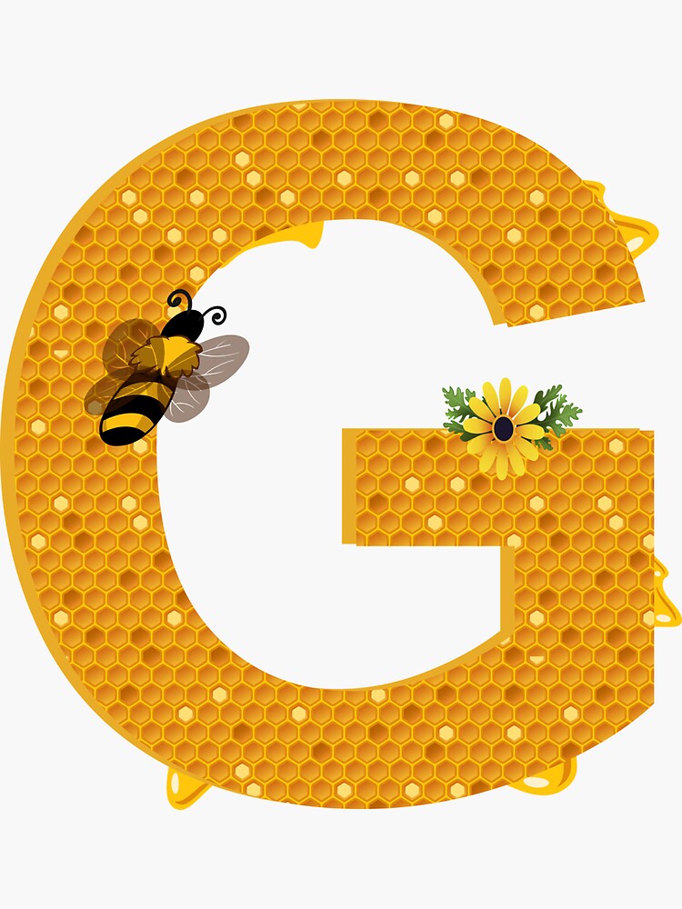 "Alphabet G Honeycomb Bee" Sticker for Sale by fareehaahmed | Redbubble