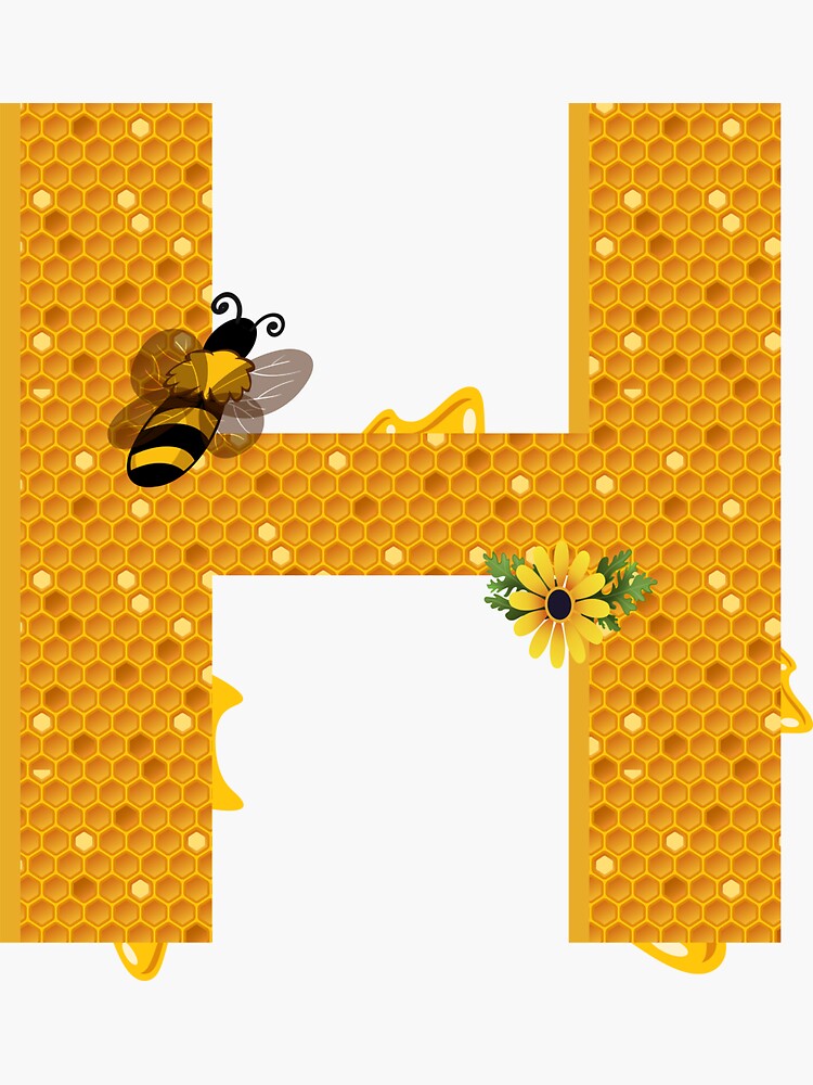 "Alphabet H Honeycomb Bee" Sticker for Sale by fareehaahmed | Redbubble