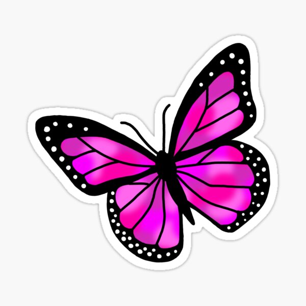 "pink butterfly Sticker" Sticker for Sale by emedesigns | Redbubble