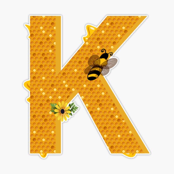 Alphabet K Honeycomb Bee Sticker