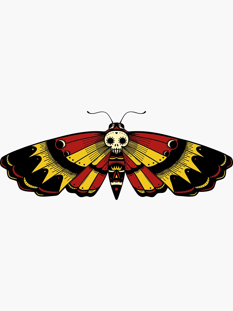 "Traditional Old School Moth Tattoo" Sticker for Sale by LakesTattoo ...