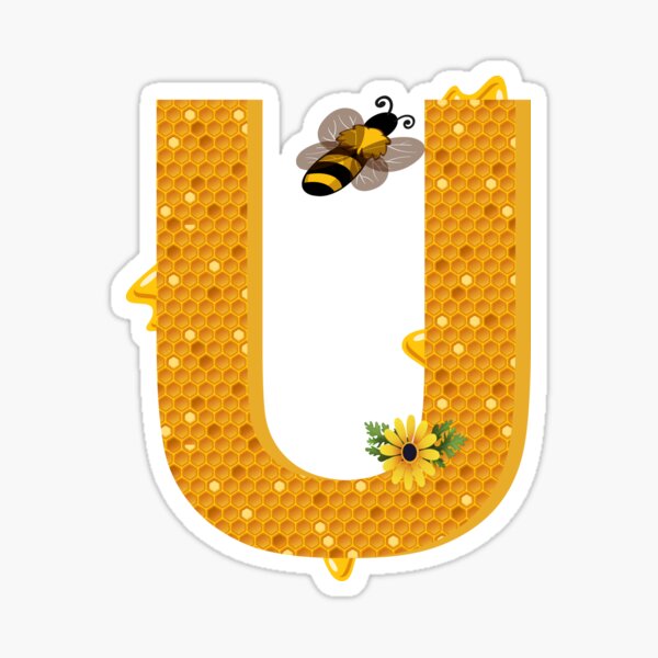 "Alphabet U Honeycomb Bee" Sticker for Sale by fareehaahmed | Redbubble