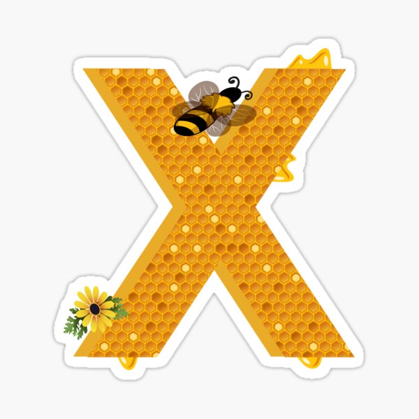 "Alphabet X Honeycomb Bee" Sticker for Sale by fareehaahmed | Redbubble