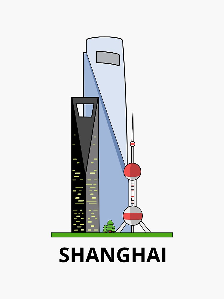 "Shanghai Skyline" Sticker by handinhandyouth | Redbubble