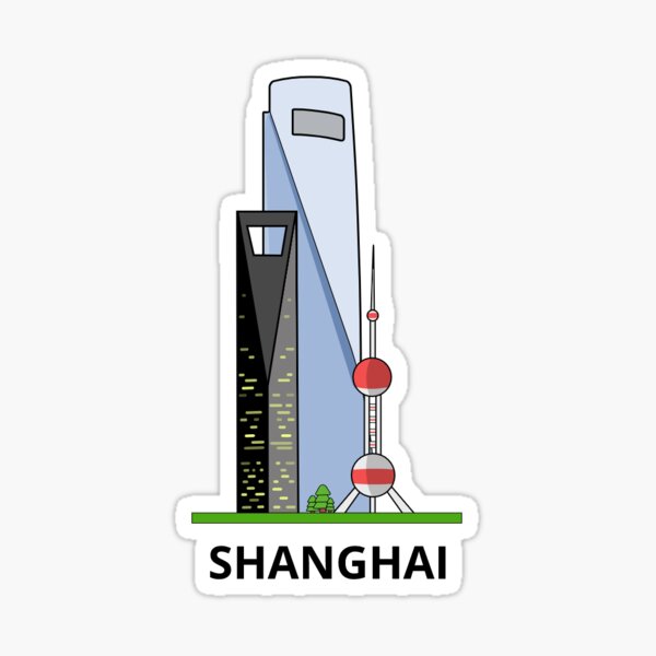 "Shanghai Skyline" Sticker by handinhandyouth | Redbubble