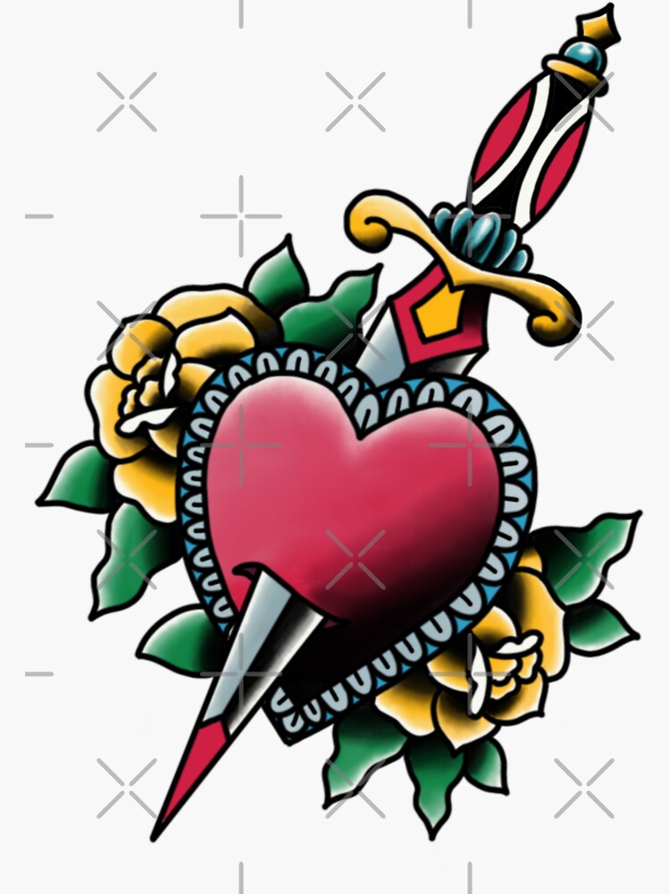"Heart and dagger " Sticker for Sale by Tattoosbyjish | Redbubble