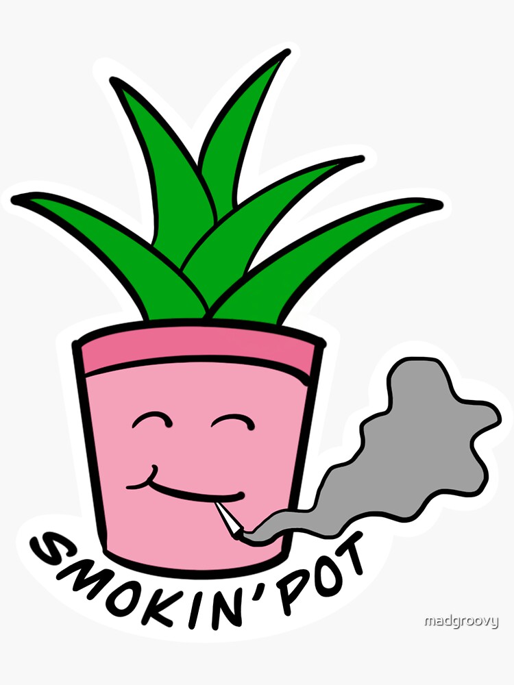 "Smokin’ Pot " Sticker by madgroovy | Redbubble