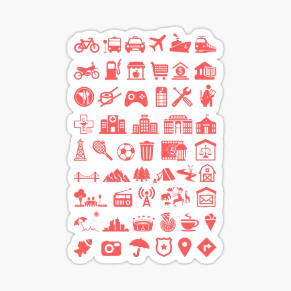 "Travel Icons To Help Tourists Travel Pink Symbols" Sticker by Abde32 ...