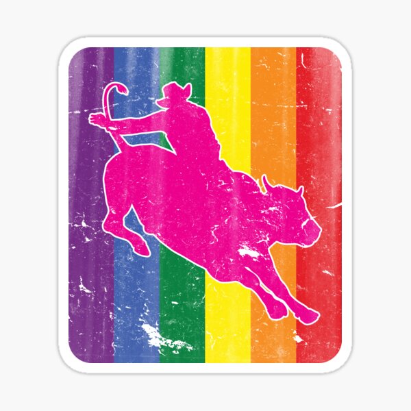 "Gay Rodeo Cowboy - LGBT Bull Rider with Rainbow Pride Flag " Sticker ...