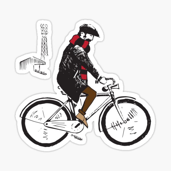 " FCC: Flat Cap Fan - Cyclist - Black and Red Scarf" Sticker for Sale ...