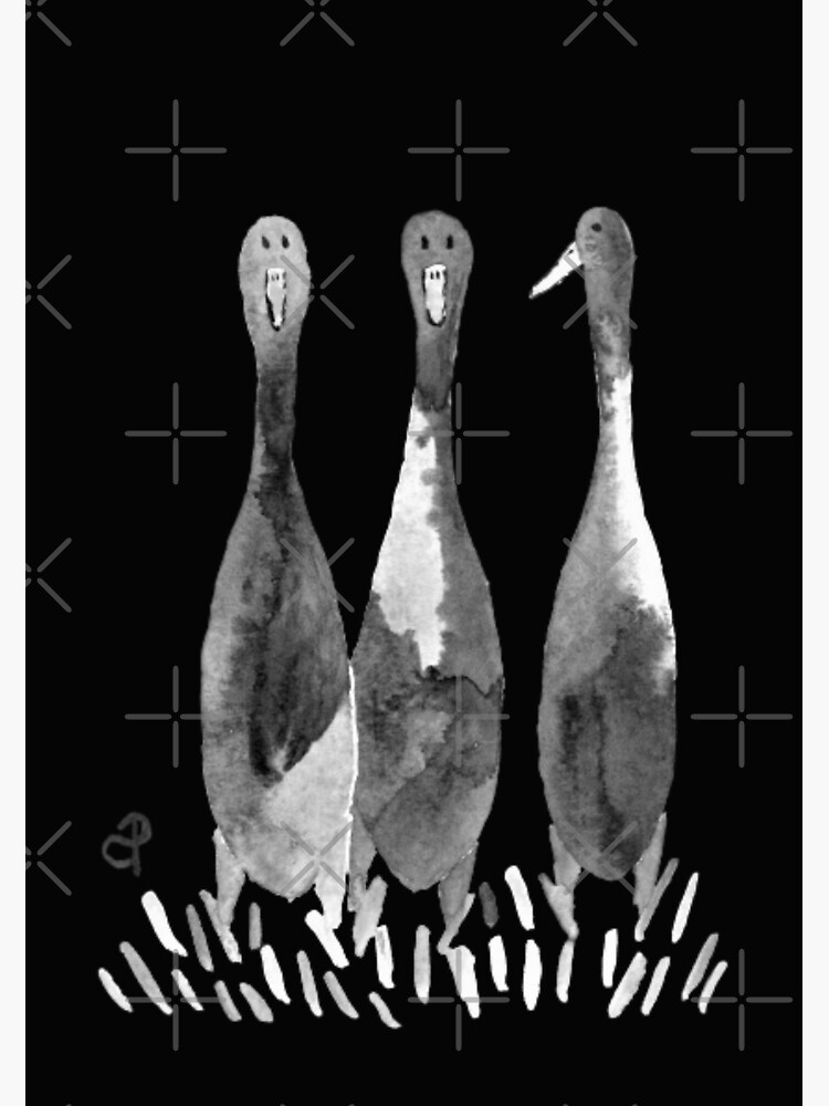 "Monochrome Runner Ducks - from original watercolour " Poster by ...