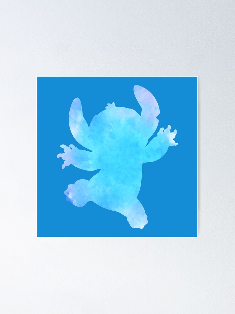 "Stitch Blue Watercolor silhouette " Poster for Sale by -Panda-Monium ...