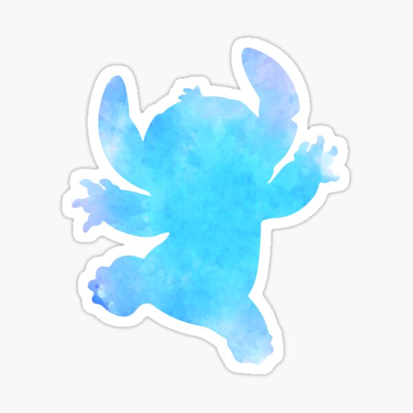 "Stitch Blue Watercolor silhouette " Sticker for Sale by -Panda-Monium ...