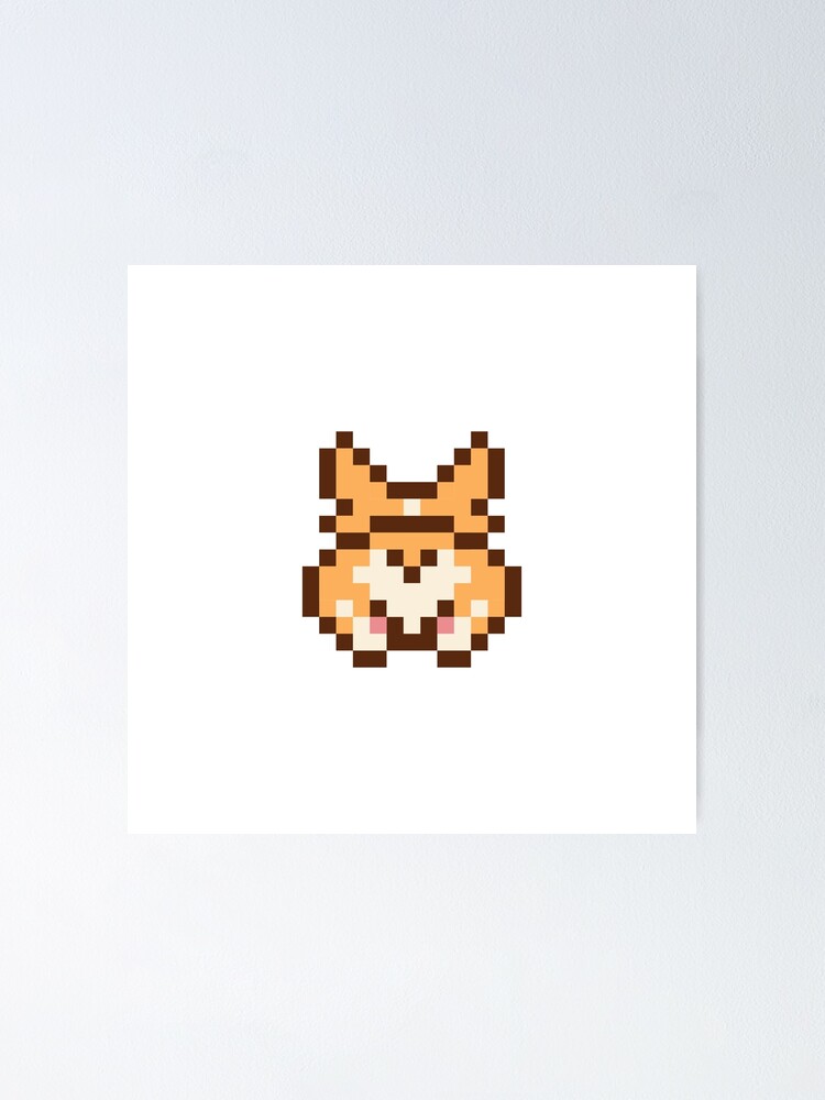 "Corgi dog pixel art (beige background)" Poster by lisoks | Redbubble