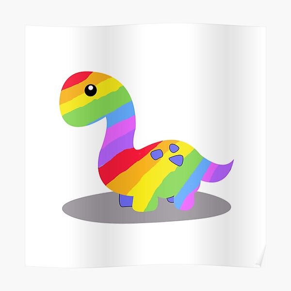 Póster «Dinosaurio de dibujos animados lindo arco iris LGBT» de ...