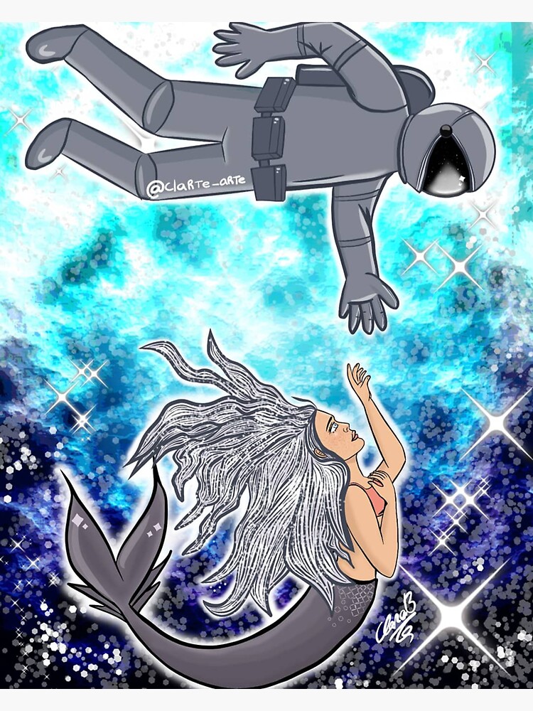 "? The mermaid and the astronaut?" Sticker for Sale by Tiendaclarte ...