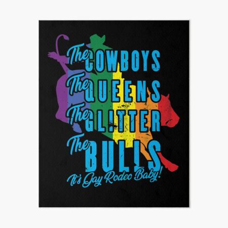 "Gay Rodeo Cowboy - LGBT Bull Rider with Rainbow Pride Flag " Art Board ...