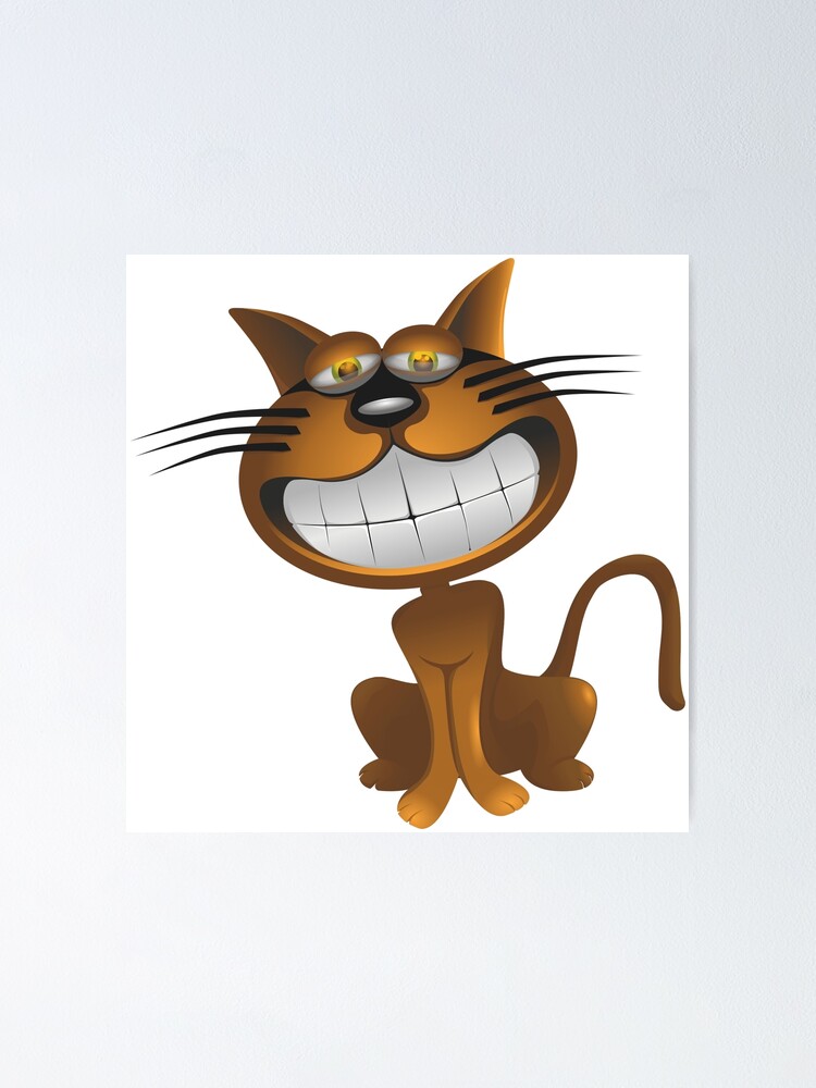 "FUNNY and CUTE BIG TEETH MEME CAT" Poster by corner-shop | Redbubble