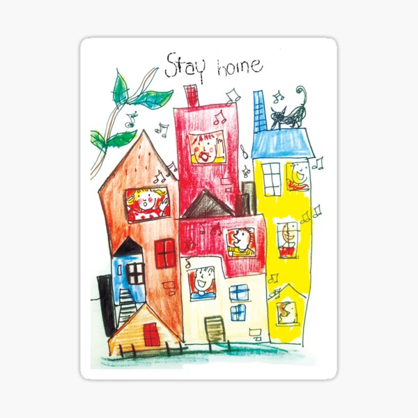 "Stay home" Sticker by LaGabyGaArts | Redbubble