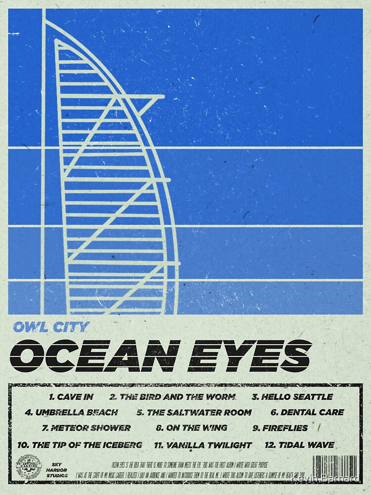 "Owl City - Ocean Eyes Retro Poster" Sticker for Sale by kevin-barnardd ...