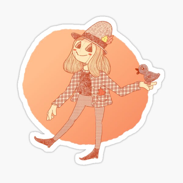 "Scarecrow Pumpkin Girl" Sticker for Sale by opiumpansy | Redbubble