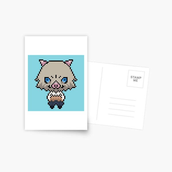"Kimetsu No Yaiba Demon Slayer Inosuke Hashibira Pixel Art" Postcard by ...