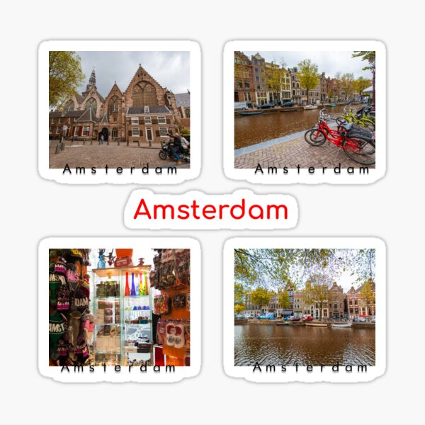 "Amsterdam Netherlands Stickers Pack of 4 by TonyRockets" Sticker by ...