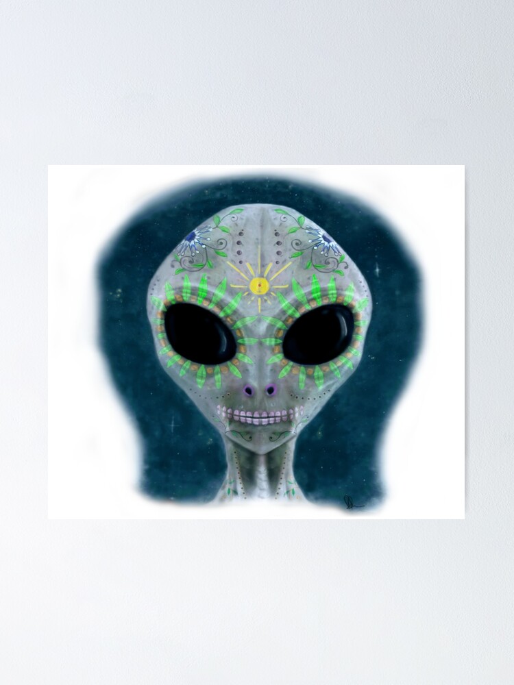 "Sugar Skull Alien" Poster by Exonian | Redbubble
